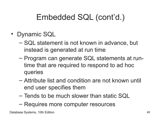 Database system Design Chapter 8 Advance SQL | PPT