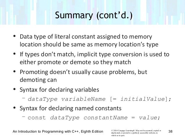Chapter 3 - Variables and Constants