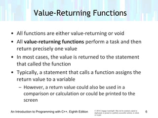 Chapter 9 Value-Returning Functions | PPT
