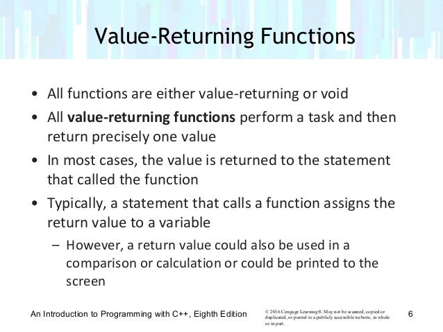Chapter 9 Value Returning Functions