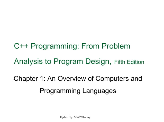 C++ Programming Chapter 01 | PPT