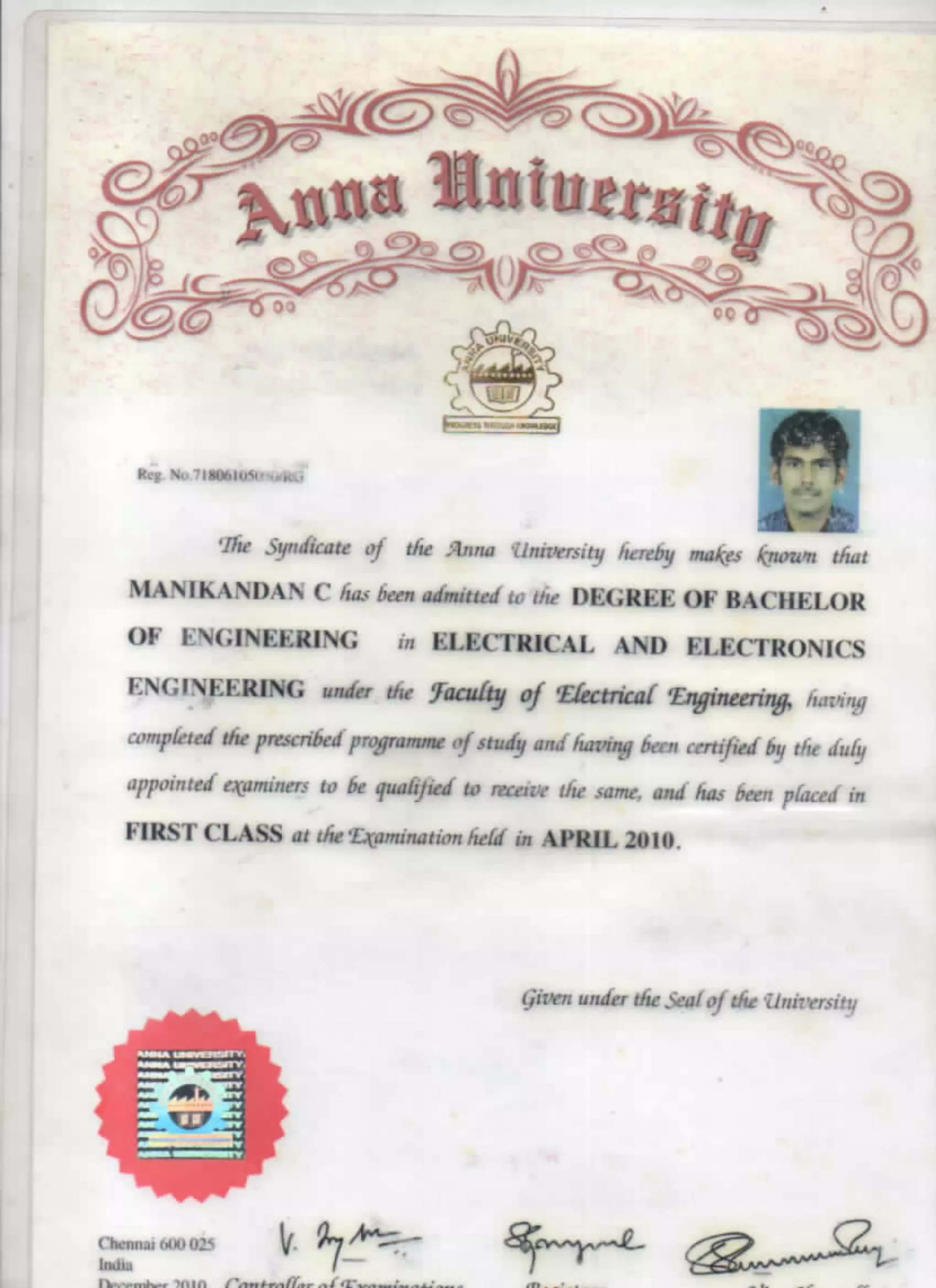 UG- CERTIFICATE- ANNA- UNIV- CHENNAI | PDF
