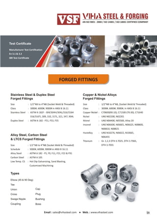 Viha Steel & Forging Catalogue | PDF