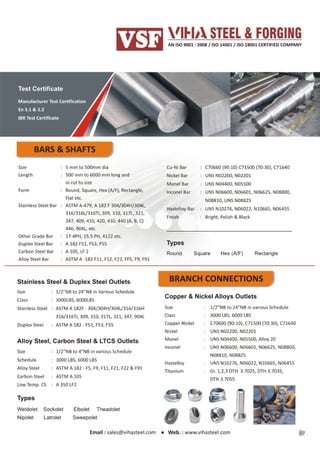Viha Steel & Forging Catalogue | PDF