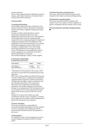 Syllabus-ET2546-Multidimensional Signal Processing | PDF | Educational Assessment | Education