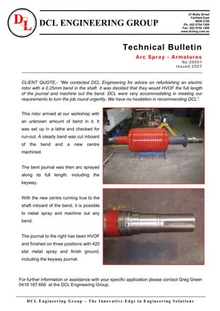Tech Bulletin DCLEG - 20001 Arc Spray Armatures | PDF | Science