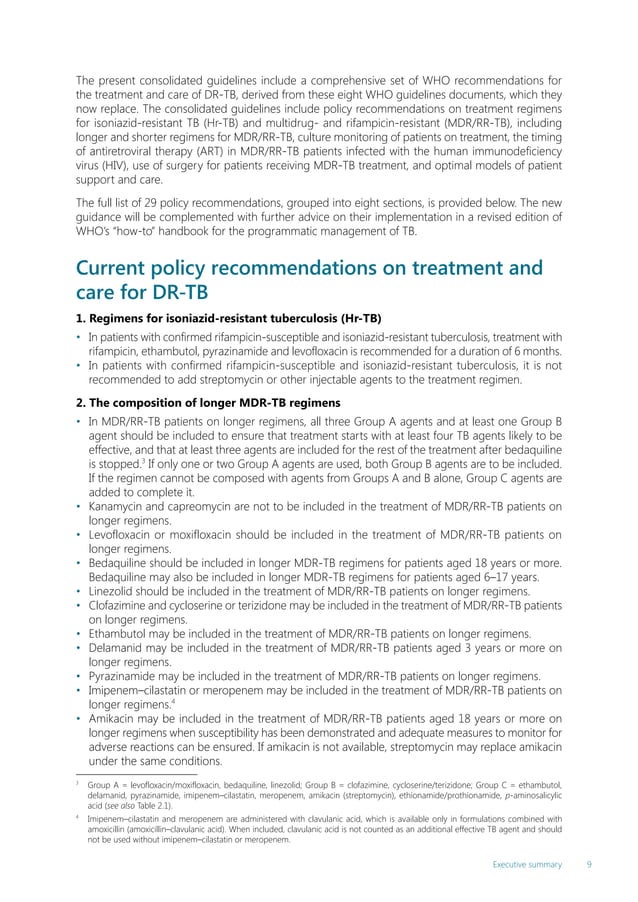 WHO consolidated guidelines on drug-resistant tuberculosis treatment ...