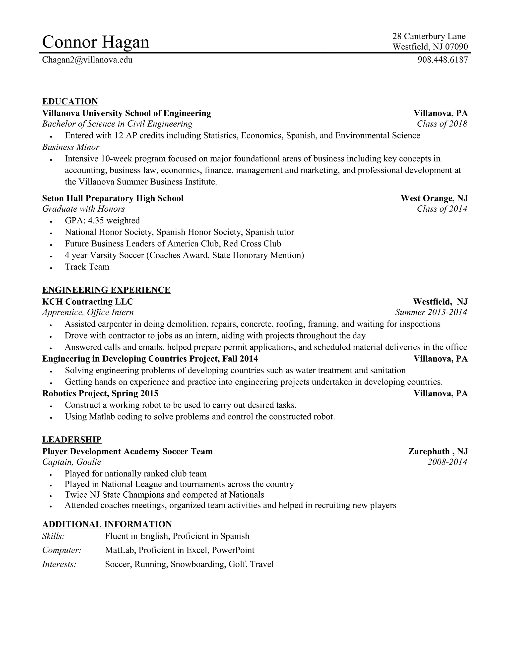 Resume - Connor Hagan | DOC