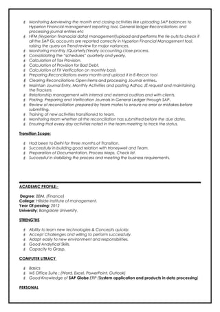 Sasikumar Resume | DOC | Business Accounting & Finance | Business