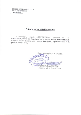 Elysee , Attestation ACEPER | PDF