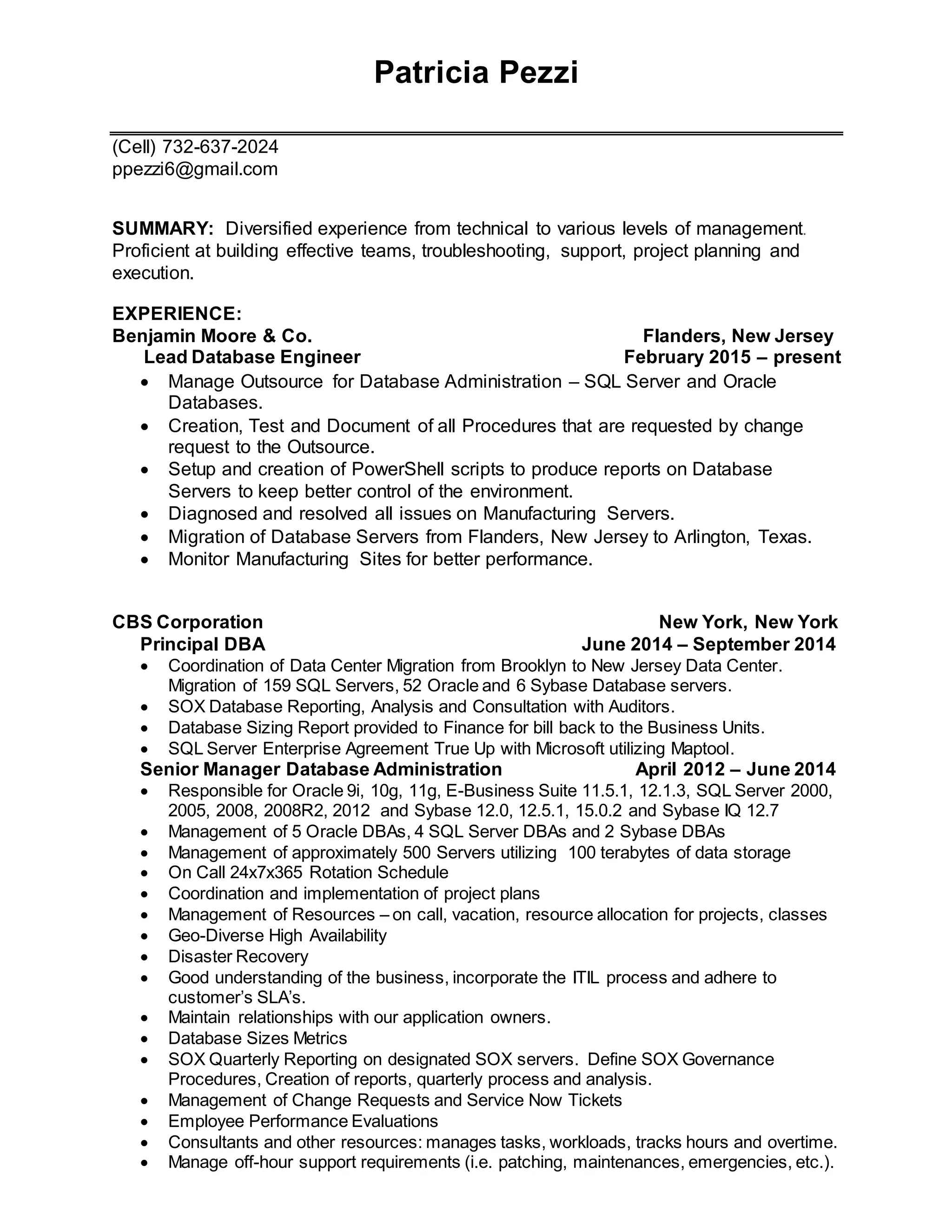 Pat Pezzi Resume | DOCX