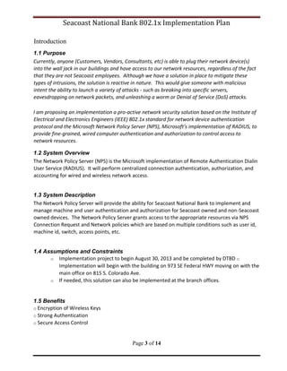 802.1x Implementation Plan for Seacoast | PDF