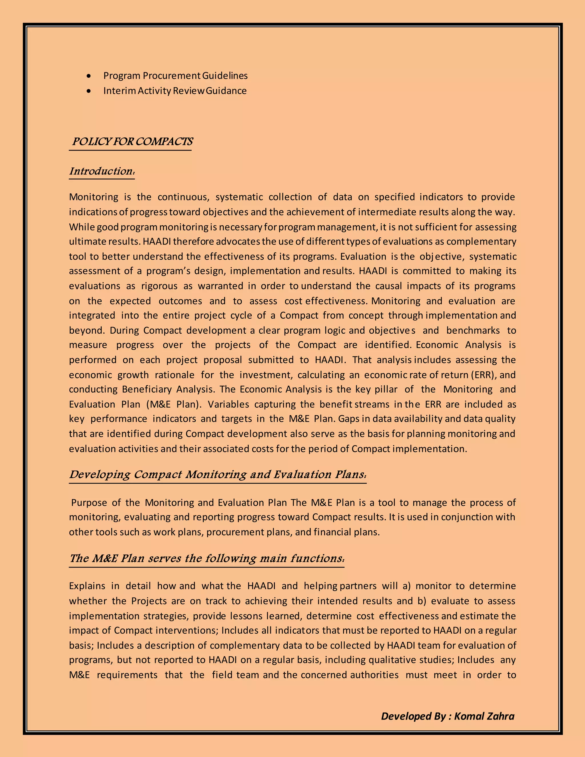 Monitoring And Evaluation Policy Docx Business Accounting And Finance