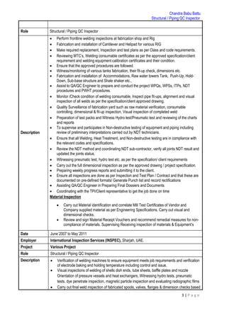 Structural & Piping QC Inspector CV - PDF | PDF