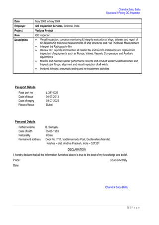 Structural & Piping QC Inspector CV - PDF | PDF