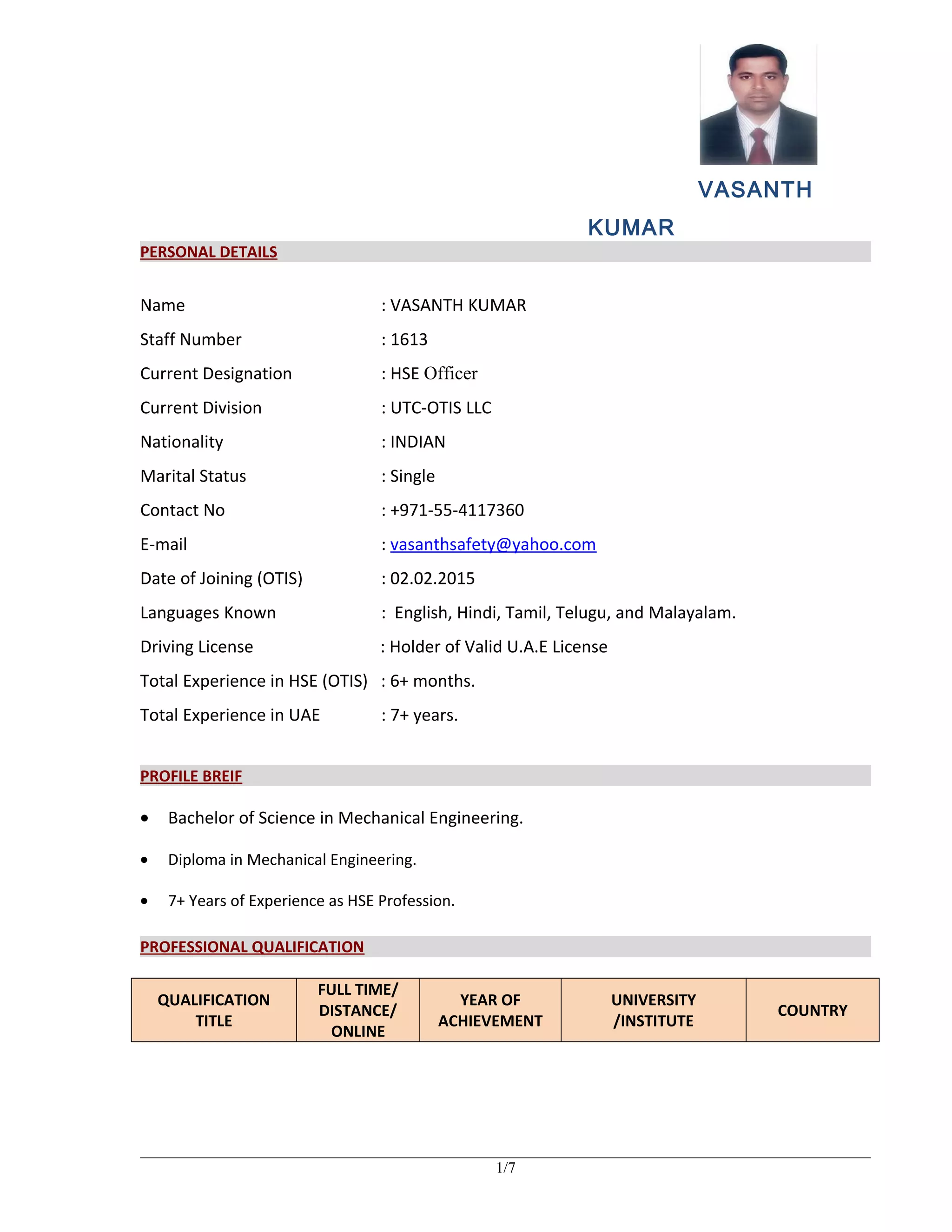 Vasanth-CV Format(2015) | DOC
