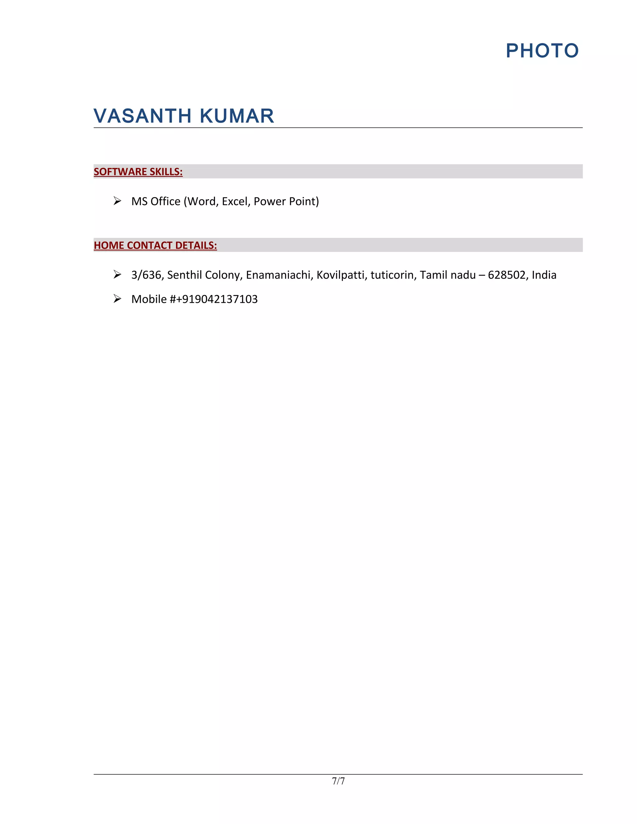 Vasanth-CV Format(2015) | DOC