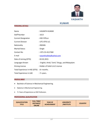 Vasanth-CV Format(2015) | DOC | Civil Engineering Industry | Industries