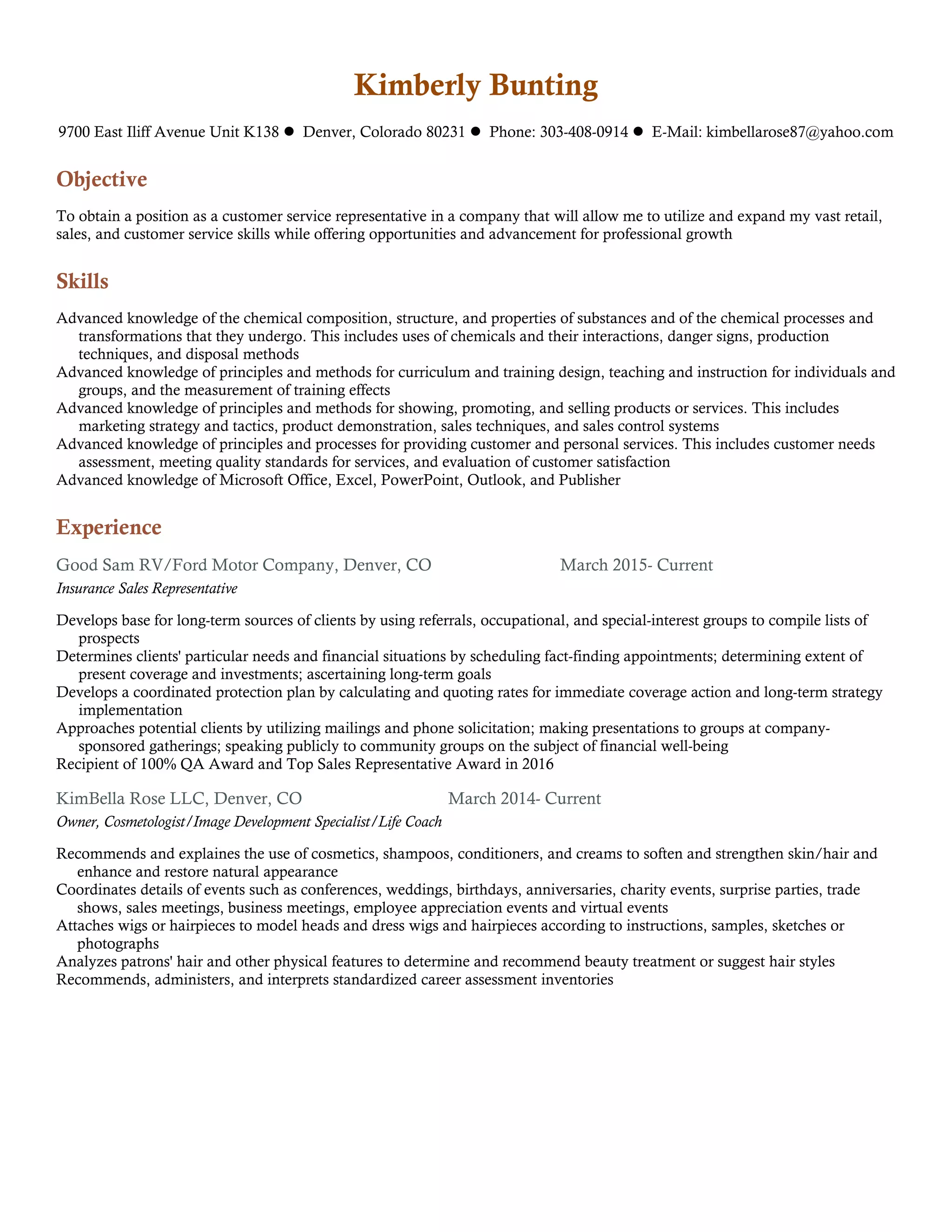 Kimberly Bunting Resume 2017 | PDF