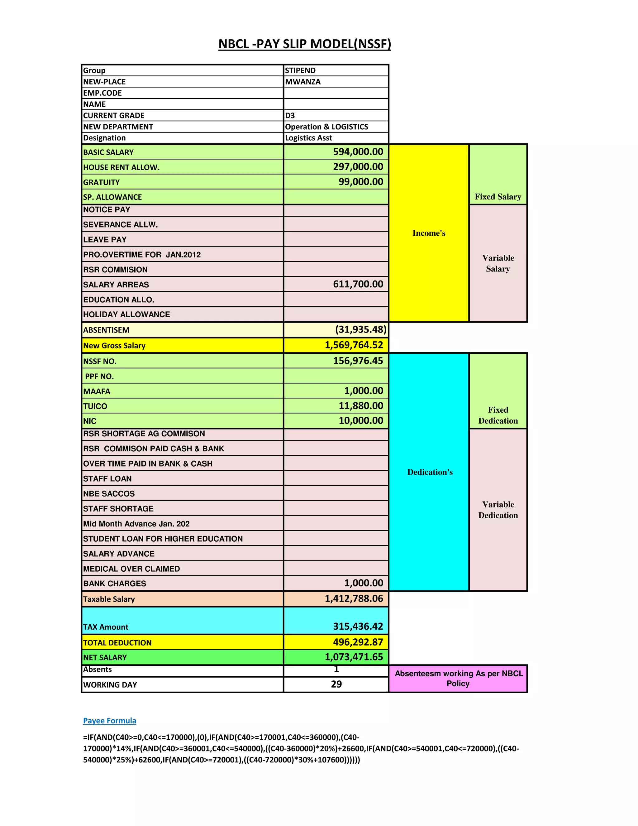 PAYROLL PAY SLIP | PDF