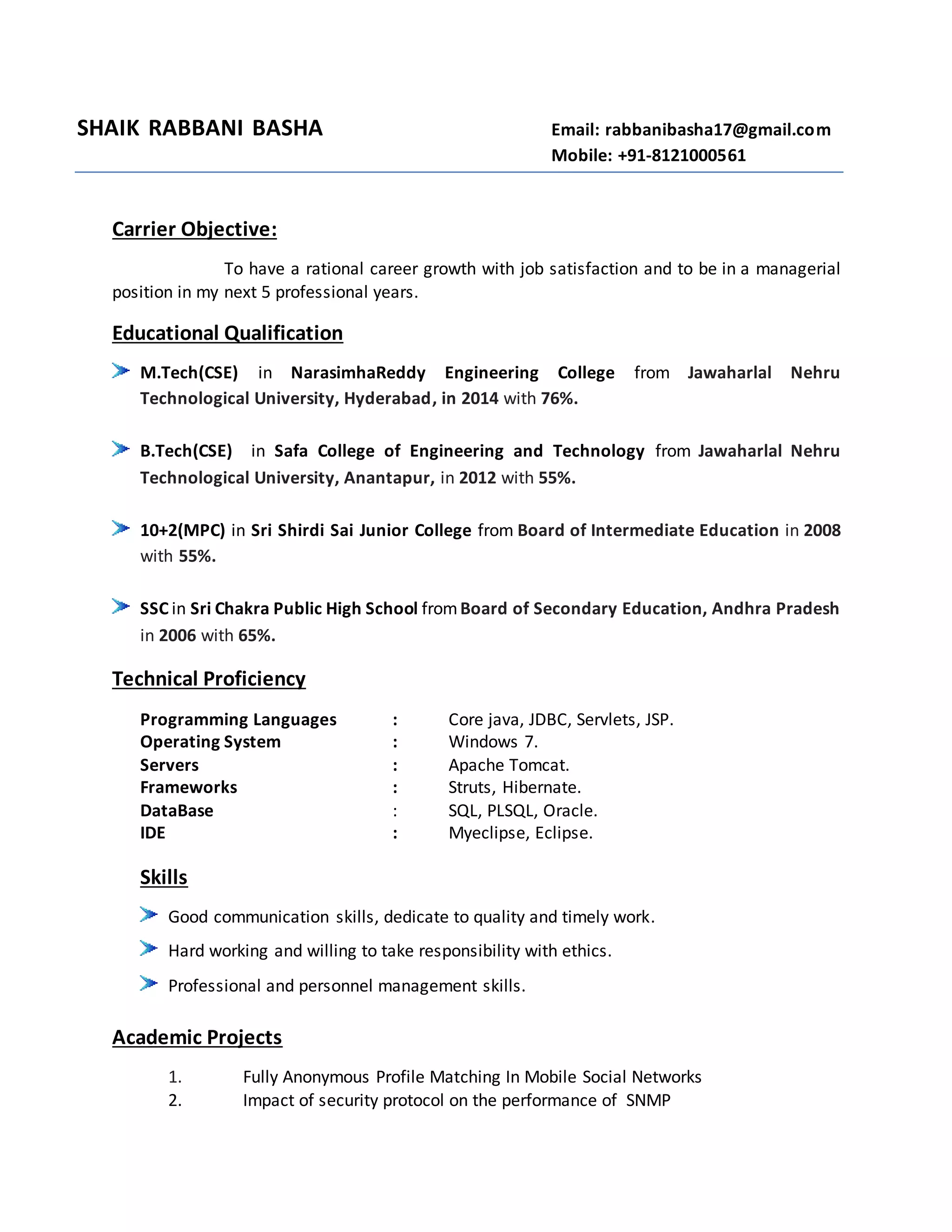 %mtech resume | DOCX
