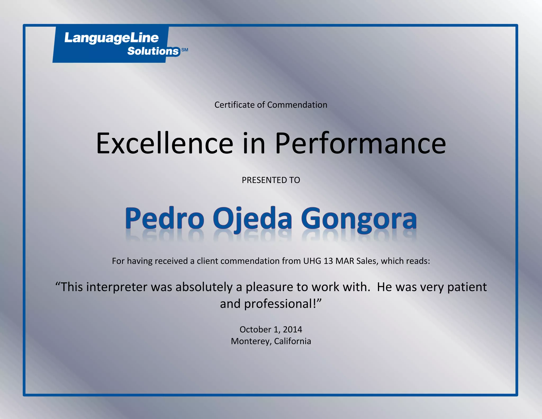 Commendation Certificate | PPT