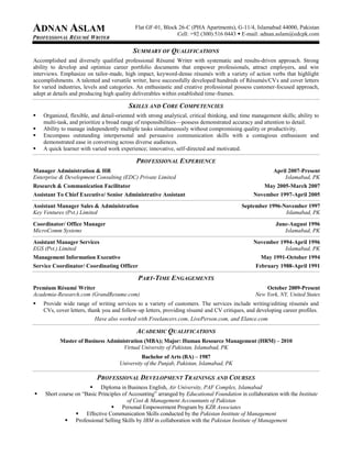 Adnan Aslam - Professional Resume Writer | PDF