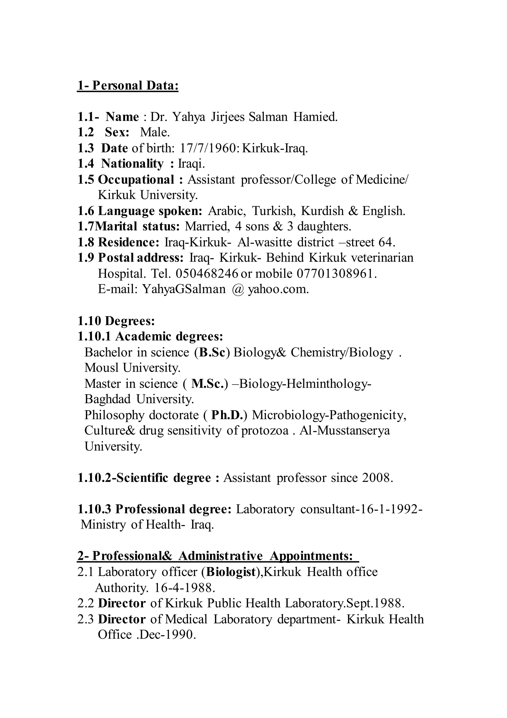 CV dr.Yahya English | PDF