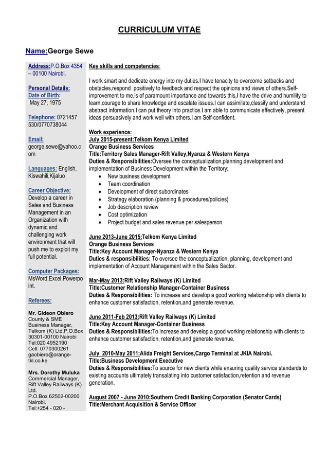 GSewe-Updated CV 2016 | PDF | Business Administration | Business