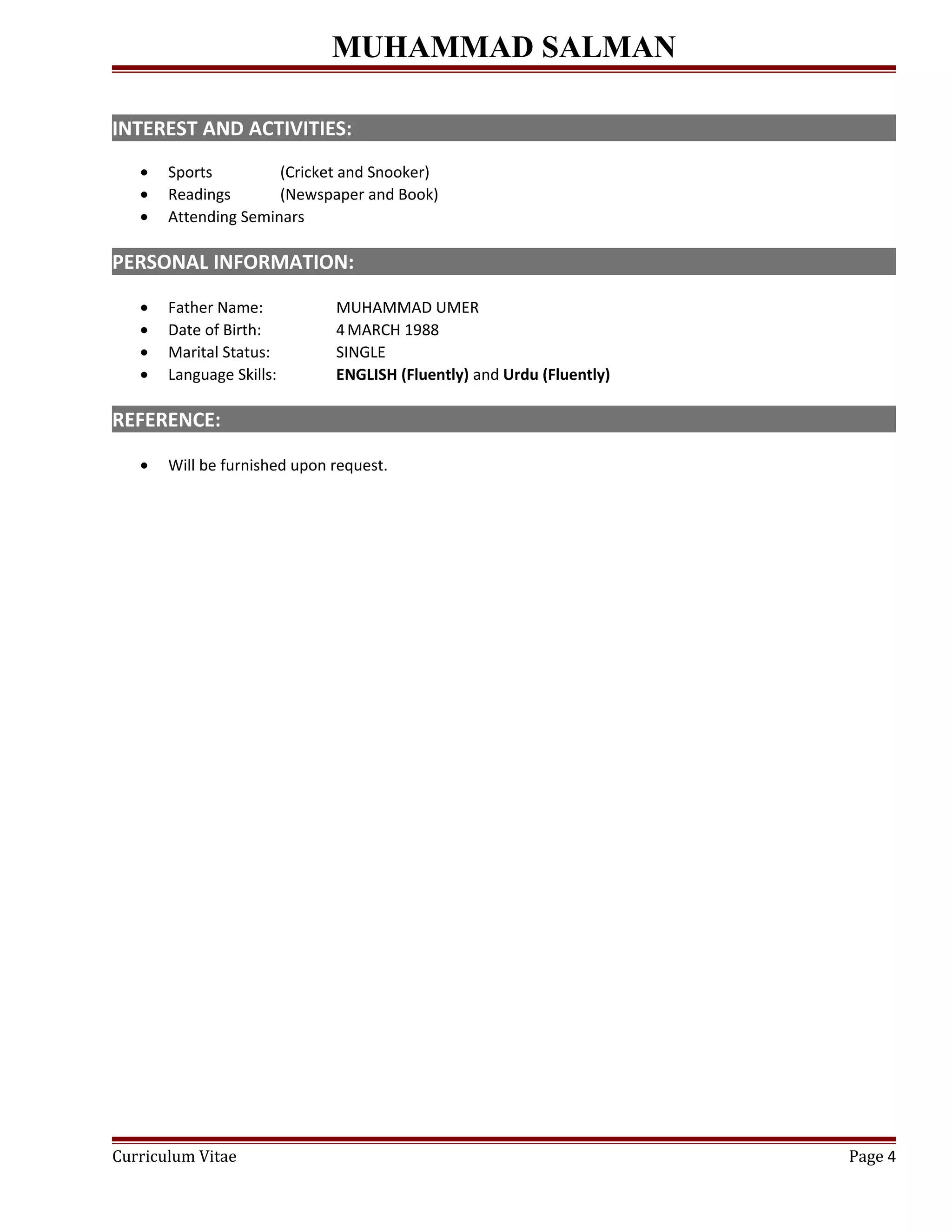 Updated CV of Salman | DOC