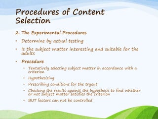 Content Selection and Organization Principles and Procedures (8603) | PPT