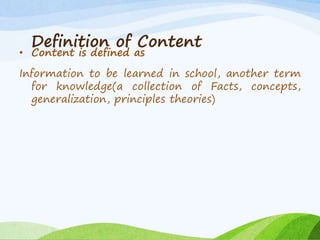 Content Selection and Organization Principles and Procedures (8603) | PPT