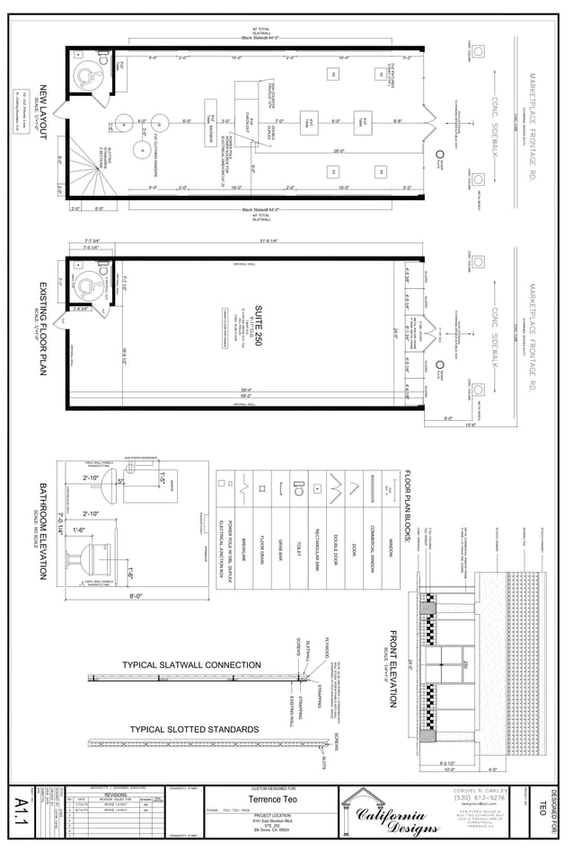 Terrence Teo-Elk Grove CA-Cornel Carley 081415REVISED EXISTING FLOOR PLAN- ELEVATION- NEW LAYOUT ...