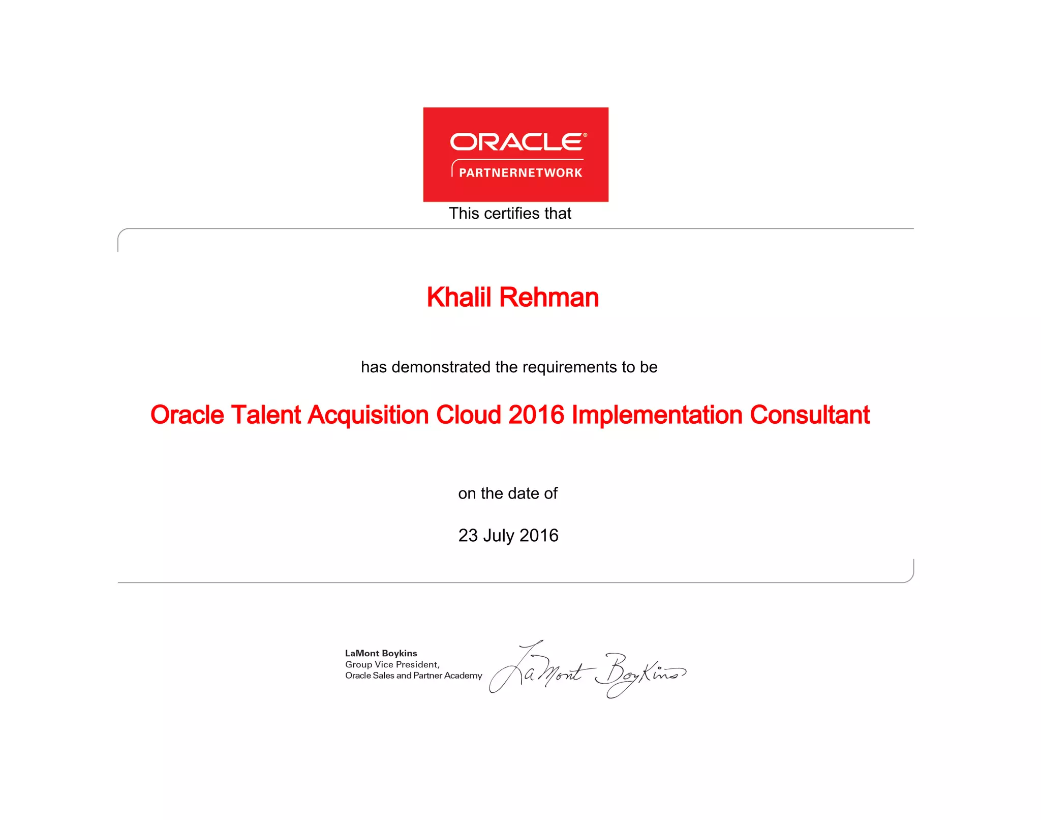 Oracle Talent Acquisition Cloud 2016 Implementation Consultant Certificate | PPT