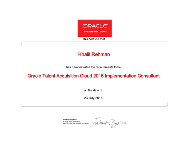 Oracle Talent Acquisition Cloud 2016 Implementation Consultant ...