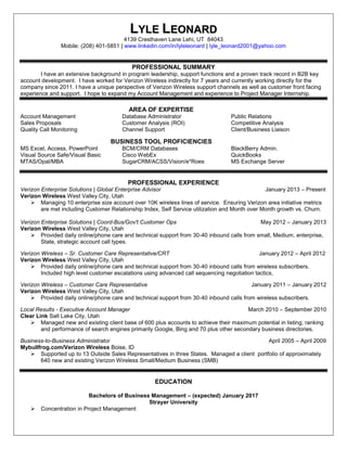 Candidate_Lyle Leonard | PDF | Telecommunications Industry | Industries