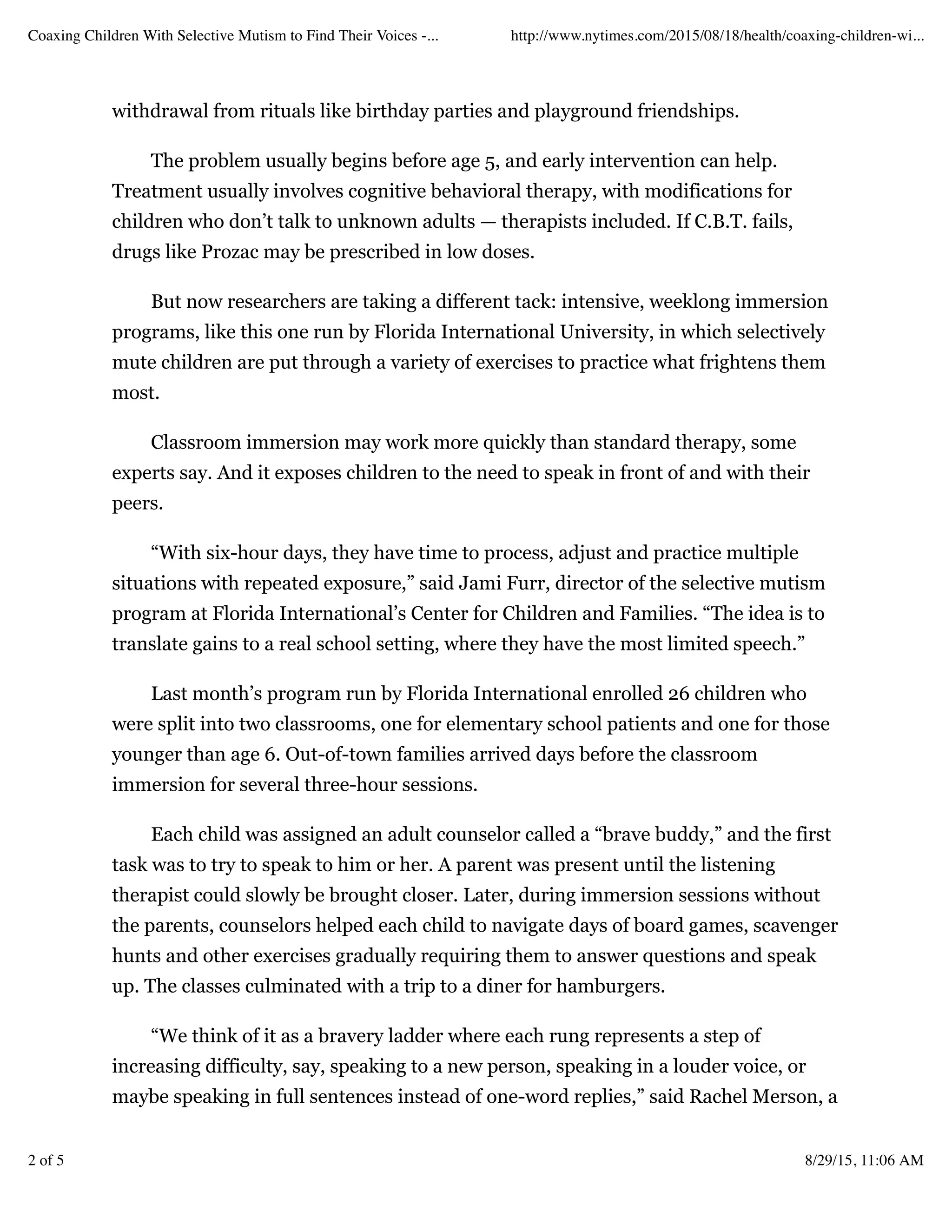 Coaxing Children With Selective Mutism to Find Their Voices - The New ...