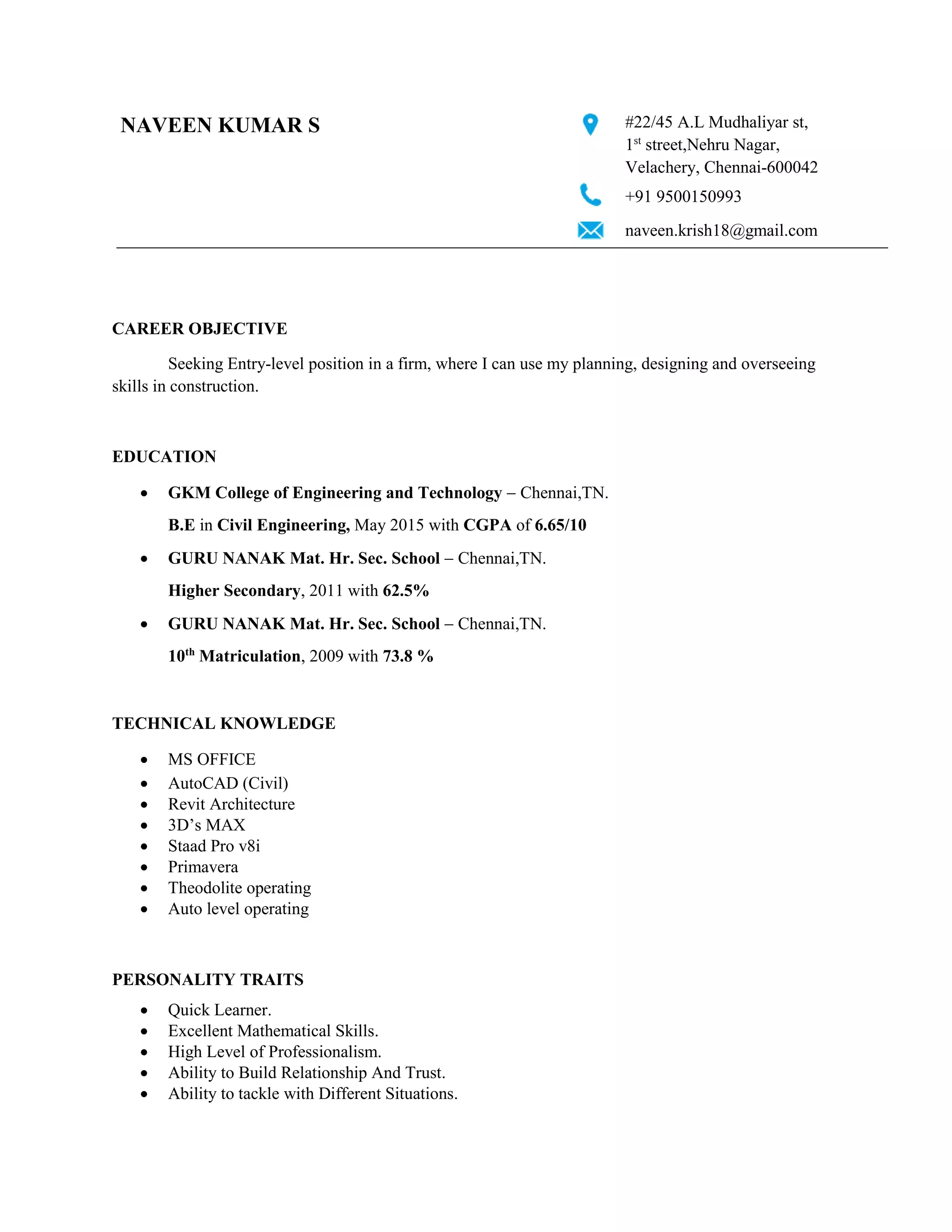 Naveen cv | PDF