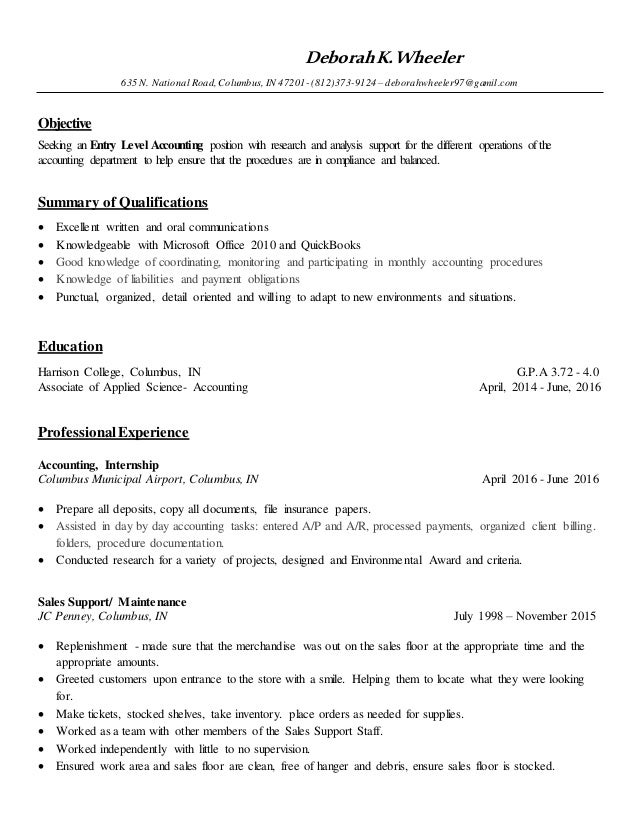 Deborah K Wheeler resume