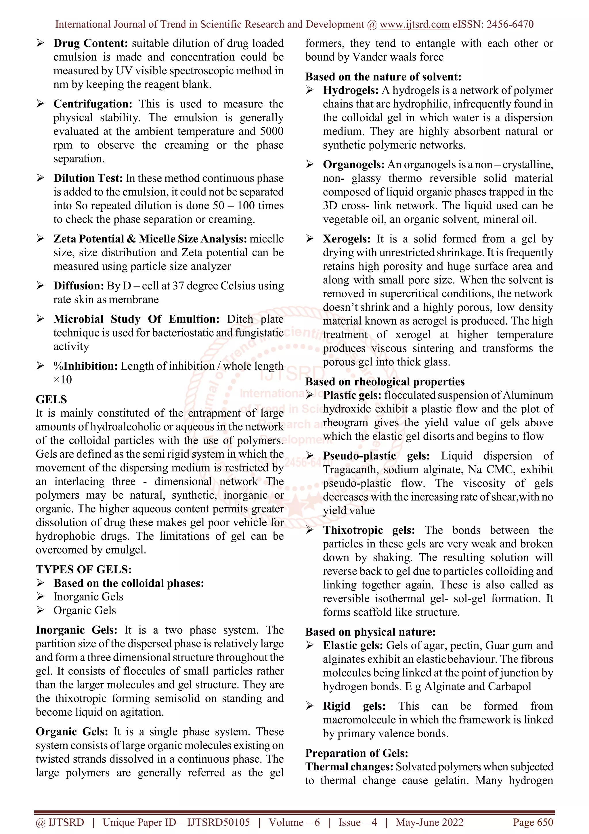 Emulgel Novel Drug Delivery System Pdf