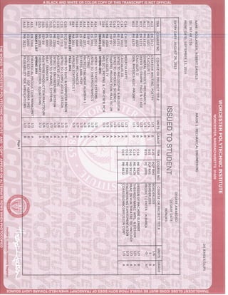 Robert Boulanger WPI Transcripts | PDF