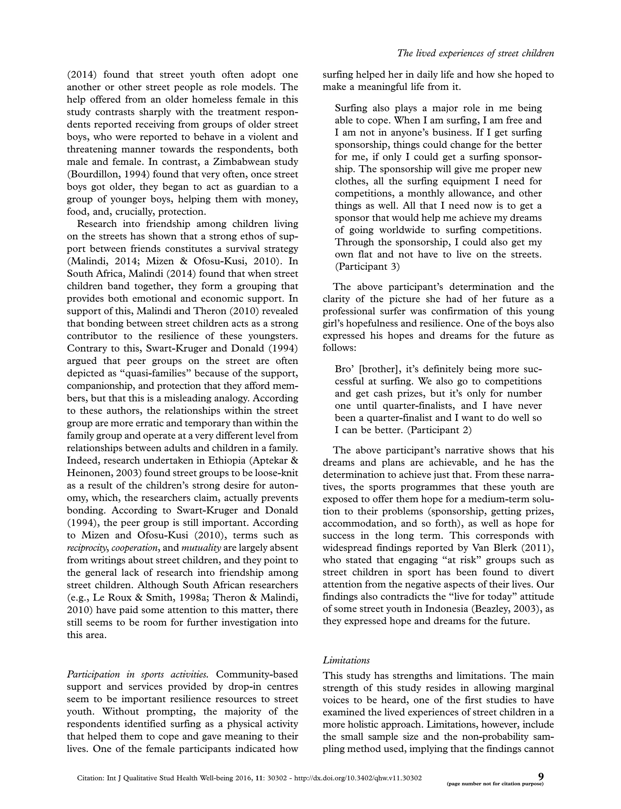 The lived experiences of street children in Durban, South Africa | PDF