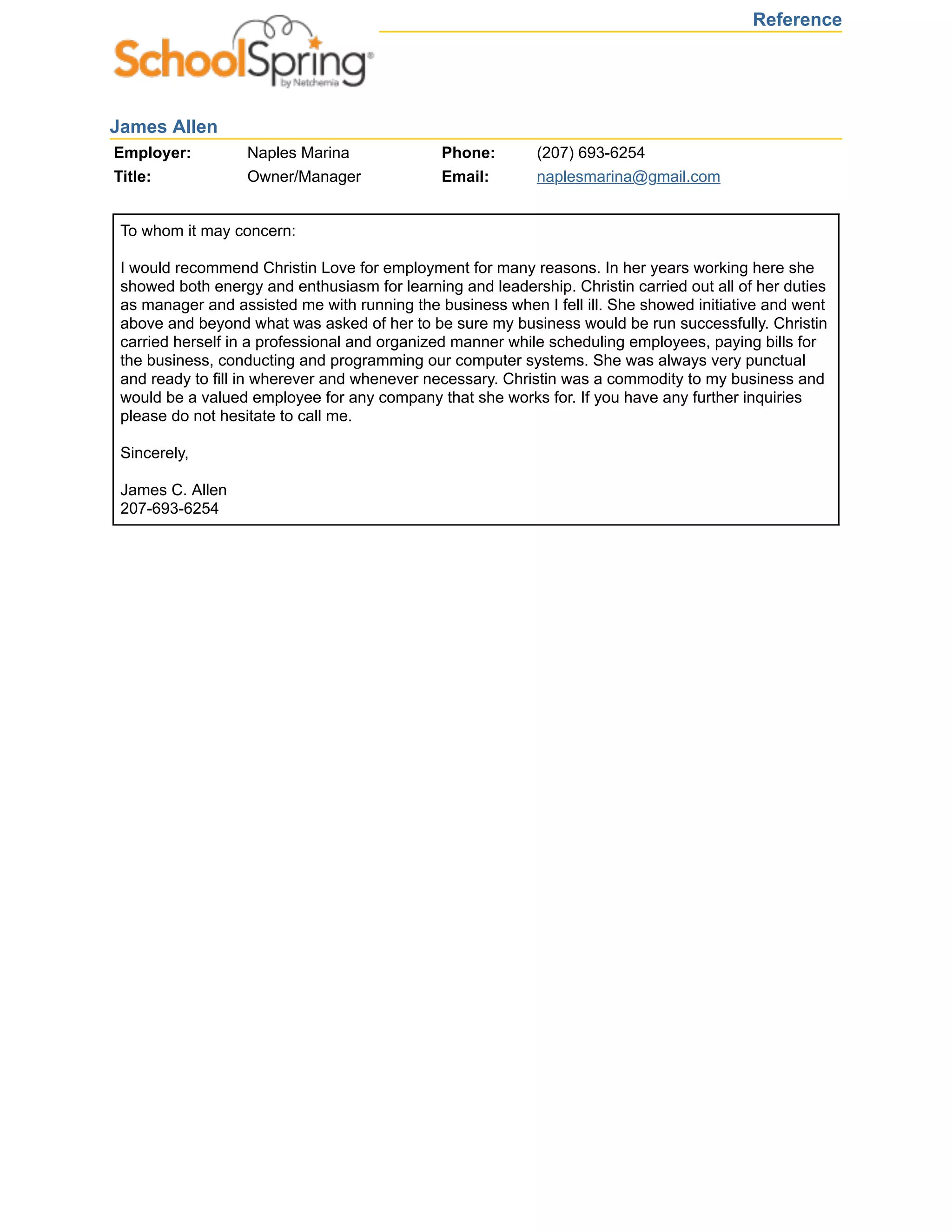 SchoolSpring - Reference jimmy | PDF | Business | Business and Finance