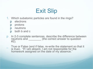 Quiz Reflection and Atomic Structure | PPT