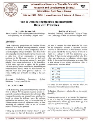 Top-K Dominating Queries on Incomplete Data with Priorities | PDF