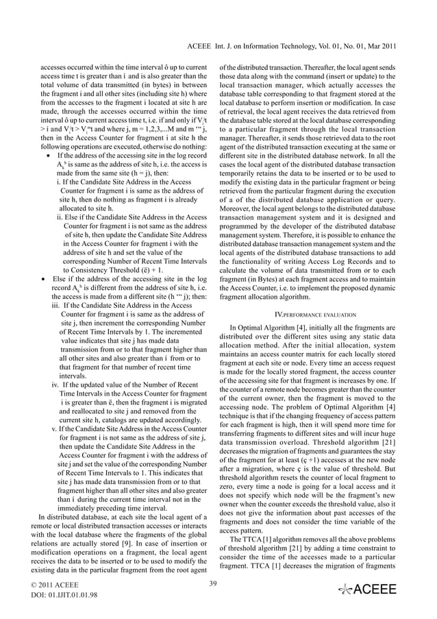 Synthesis Of Non Replicated Dynamic Fragment Allocation Algorithm In Distributed Database