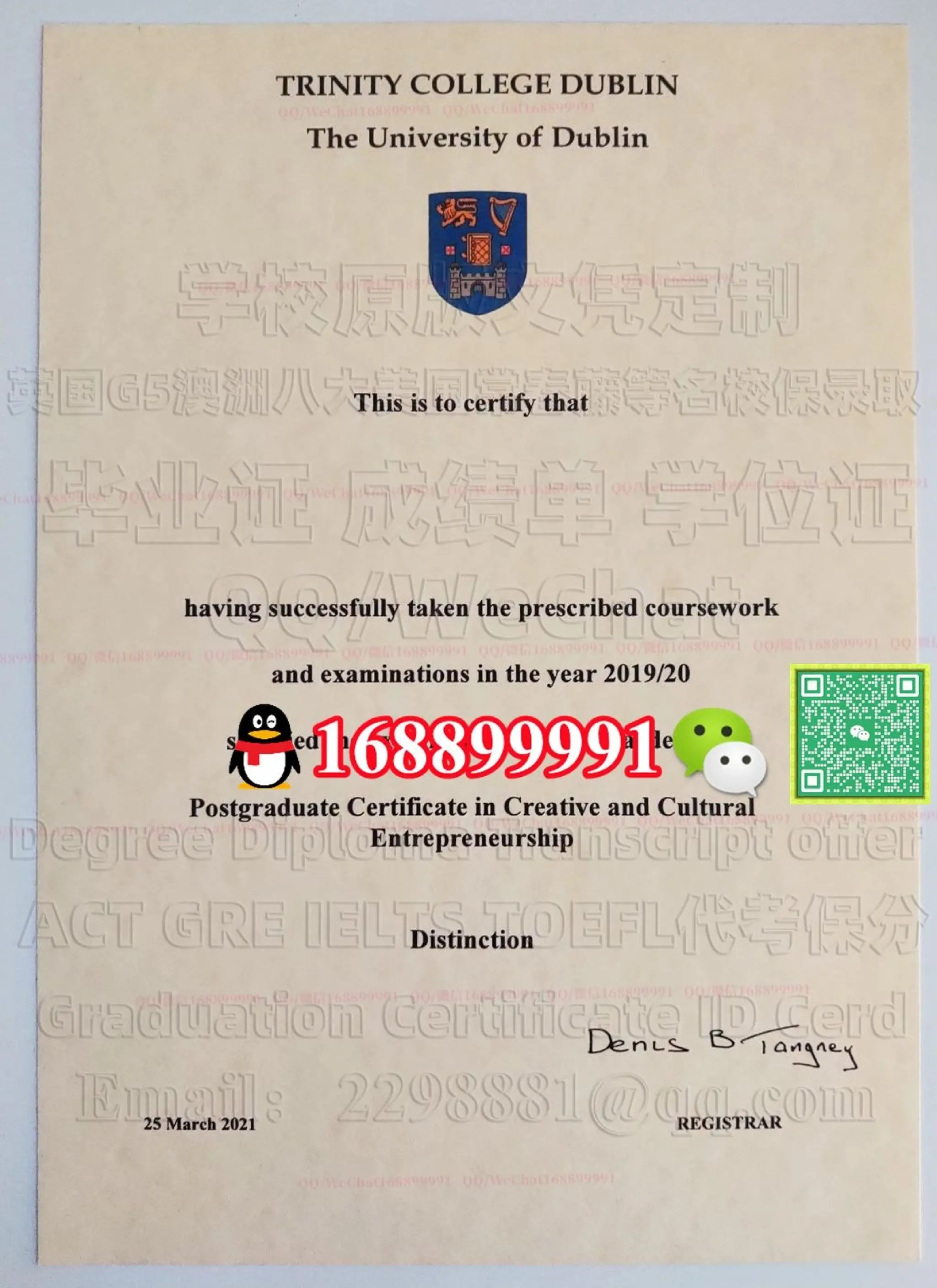 Trinity College Dublin Diploma Degree Transcript | PDF