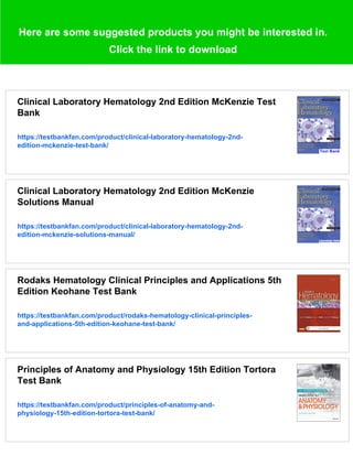 Clinical Laboratory Hematology 3rd Edition Mckenzie Test Bank | PDF