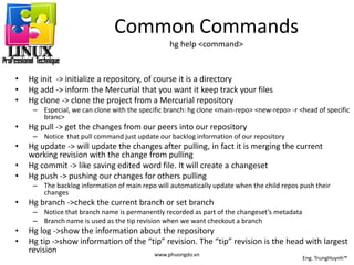 Mercurial training | PPTX | Operating Systems | Computer Software and Applications