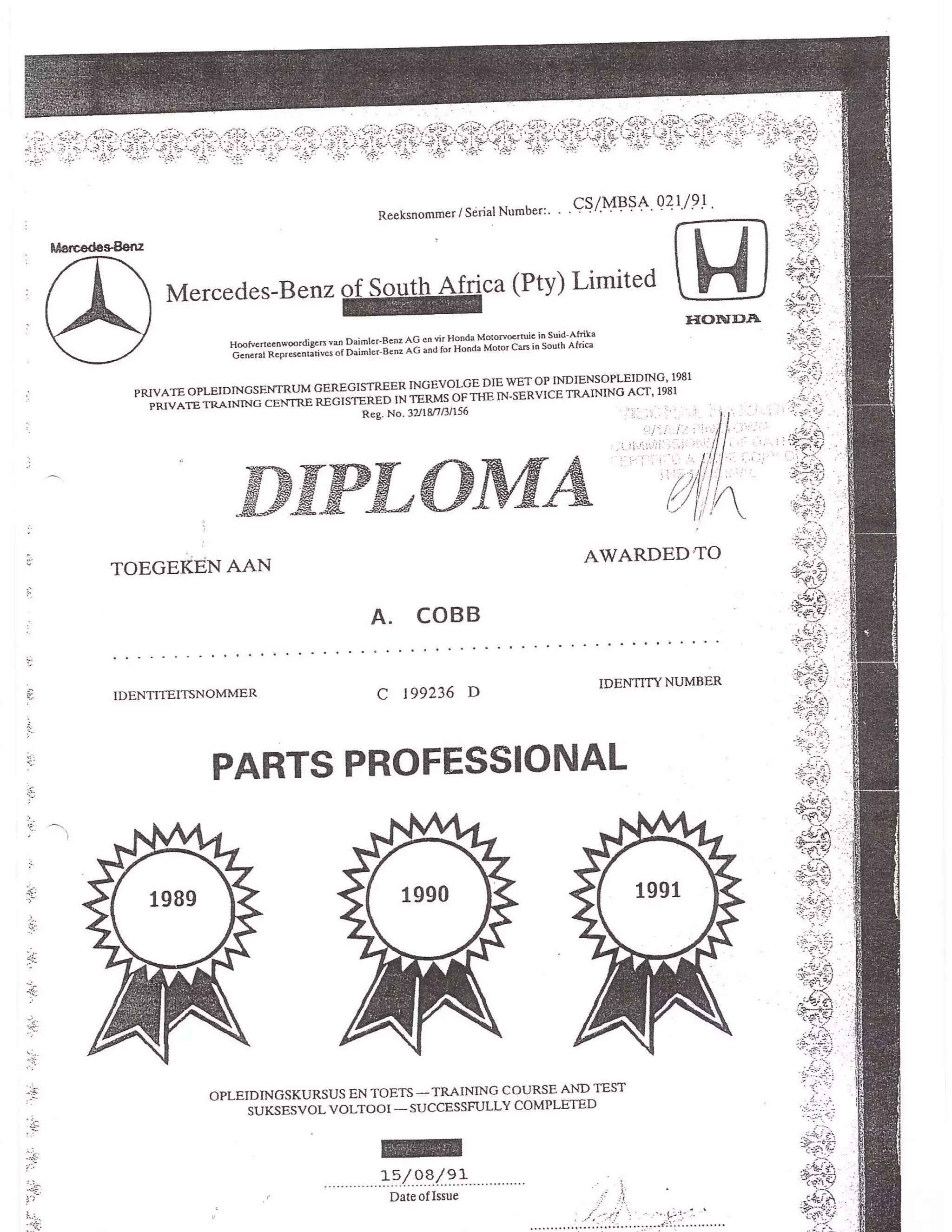 Certificate Parts Professional | PDF